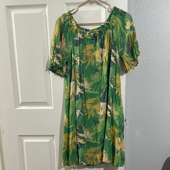 NAIF | Dresses | Naif Green Yellow Puff Sleeve Sundress | Poshmark